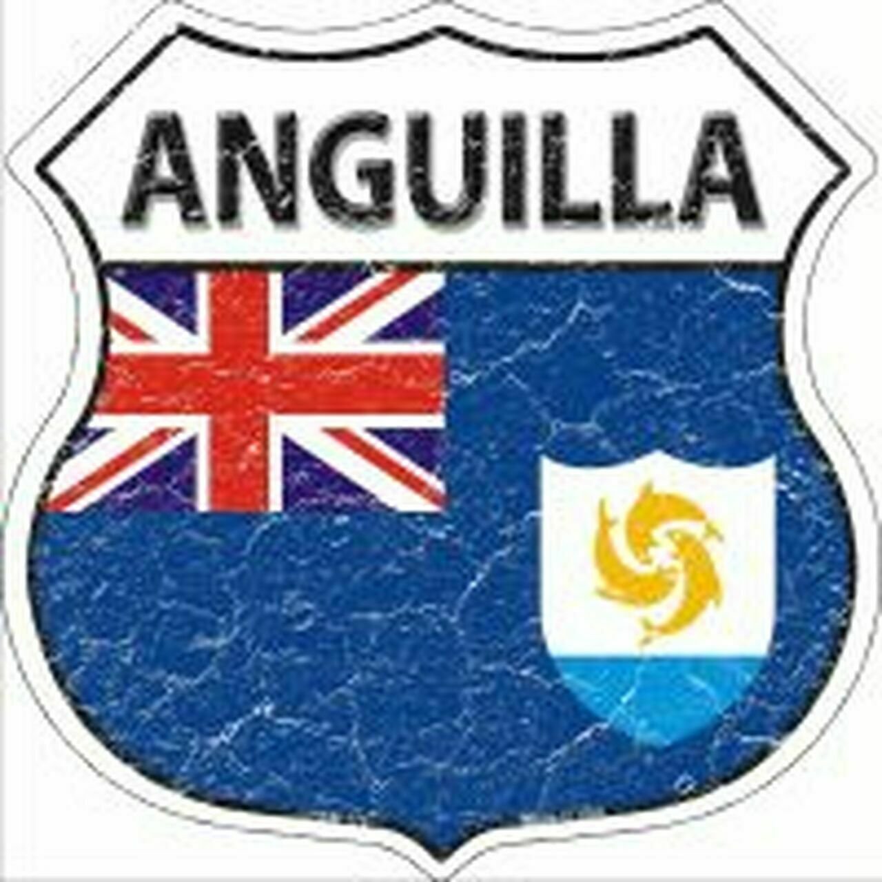 Anguilla Flag Highway Shield Metal Magnet