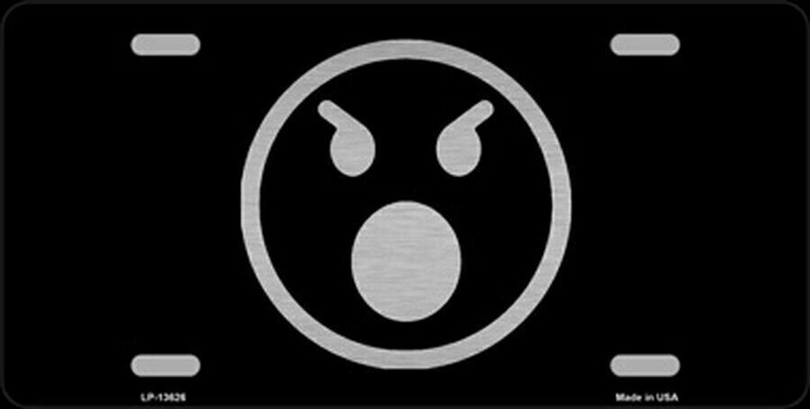 Angry Emoji Black Background Novelty License Plate