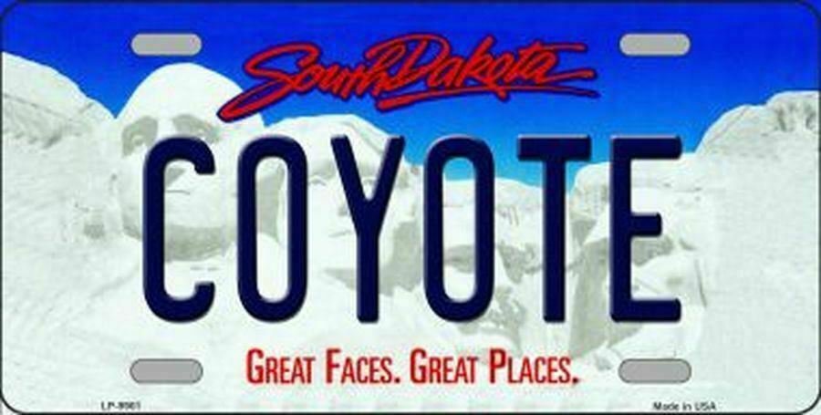Coyote South Dakota State Background Novelty License Plate
