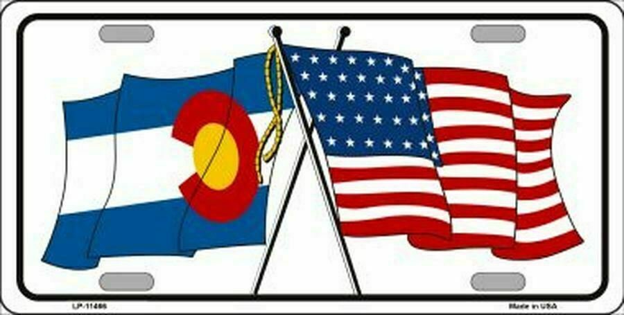 Colorado United States Crossed Flags Novelty License Plate