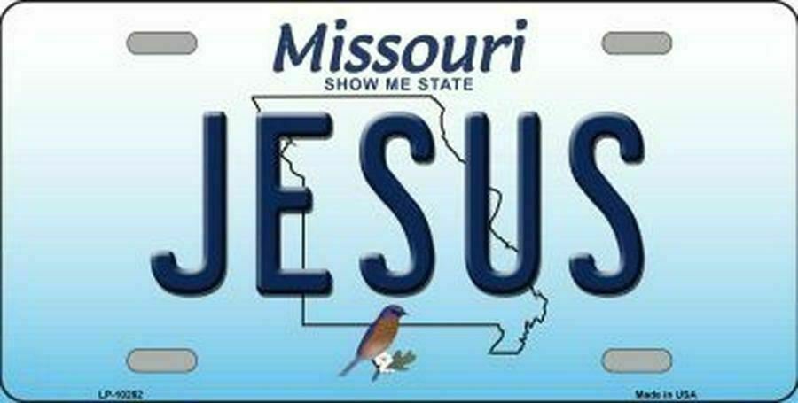 Jesus Missouri State Background Novelty License Plate