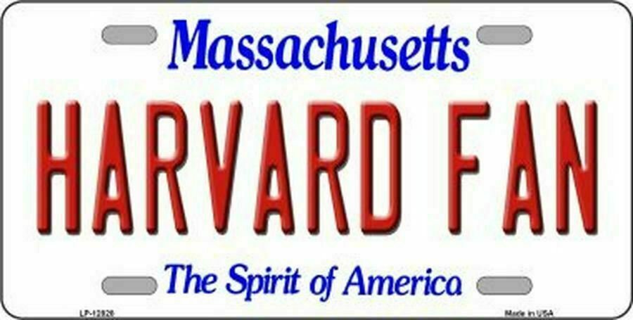 Harvard Fan Massachusetts State Background Novelty License Plate