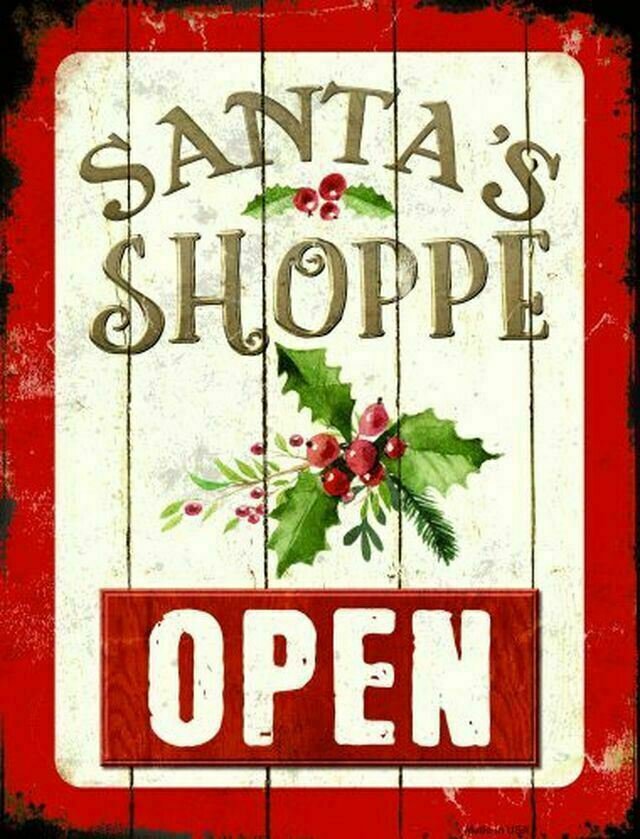 Santa's Shoppe Open Parking Sign