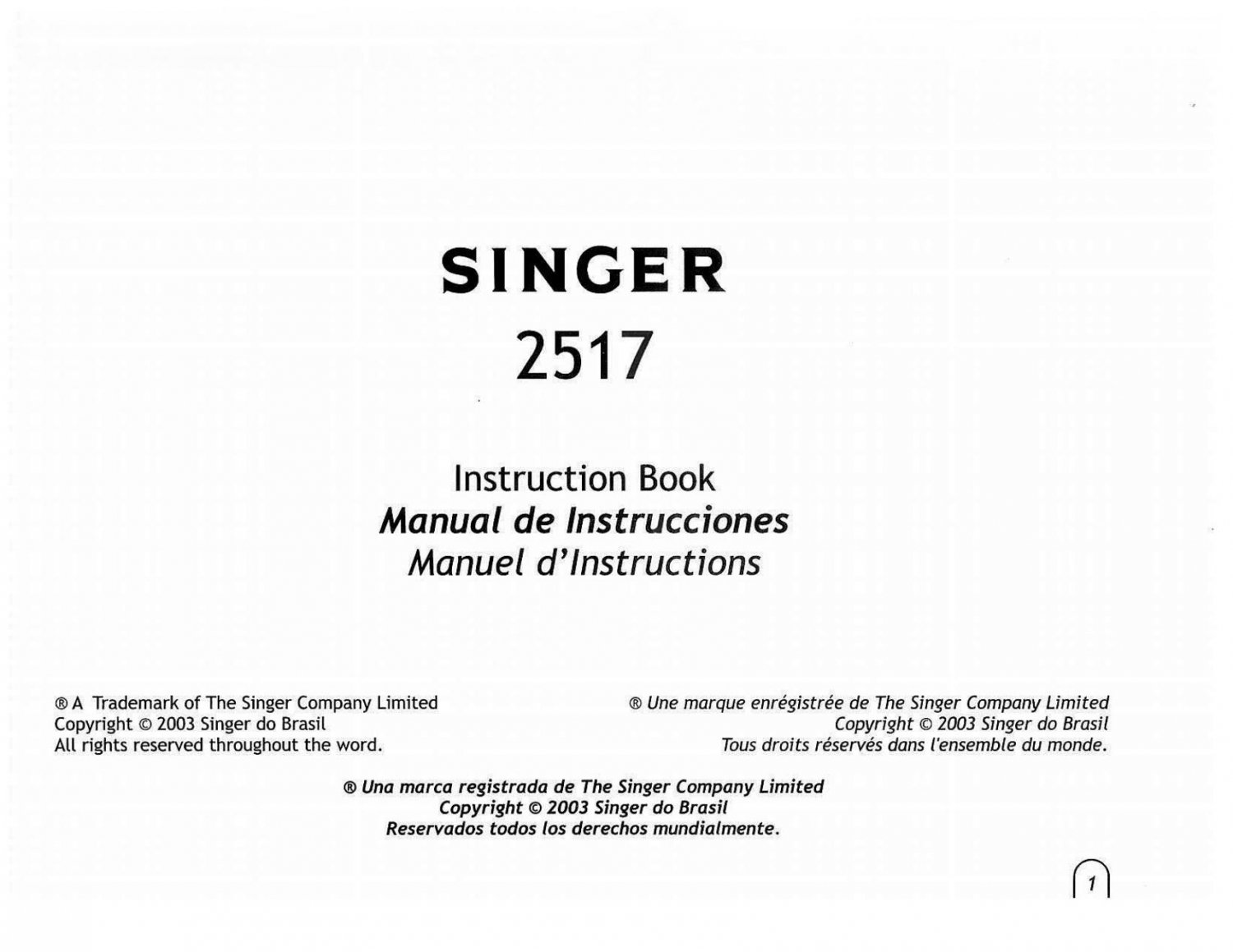 Singer 2517 _Instruction Manual _PDF format _Digital Download