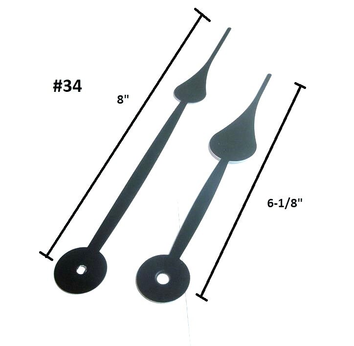 8" Large Black Spaded Long Clock Hands (Requires High Torque Movement)) #34