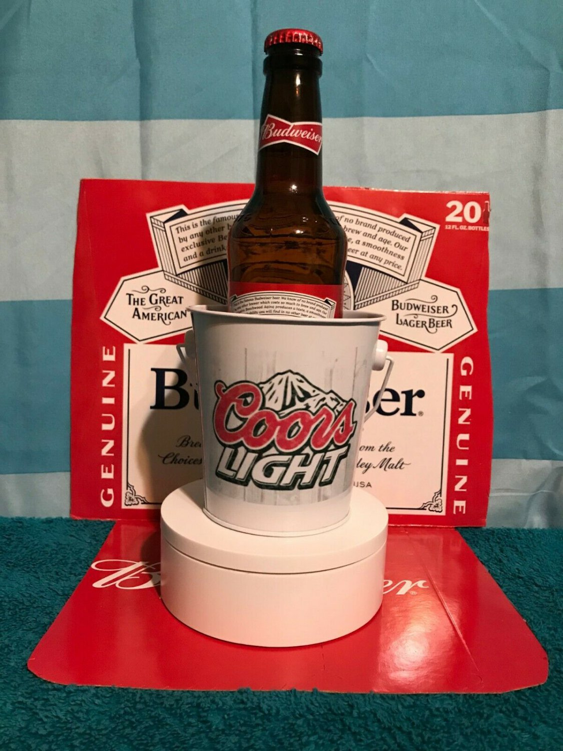 Coors Light Corona Custom Handmade Mini Metal Beer Bucket Sublimation NEW