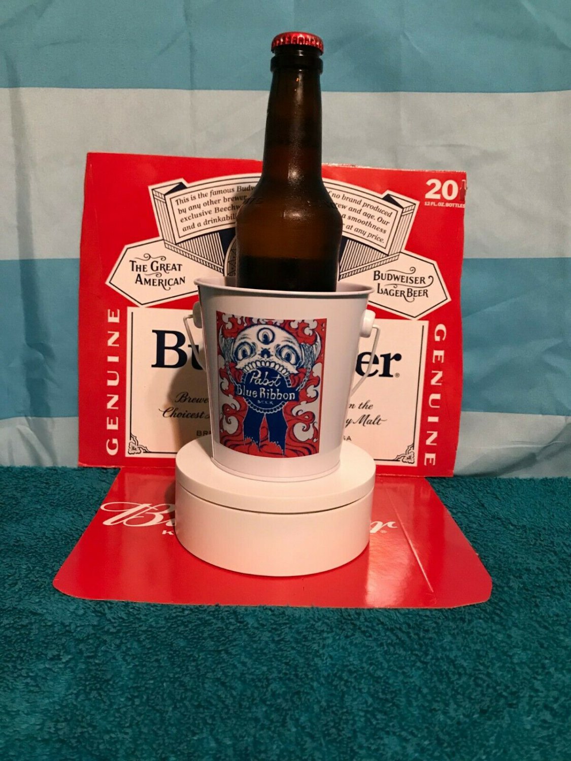 PBR Pabst Blue Budweiser Custom Handmade Mini Metal Beer Bucket ...