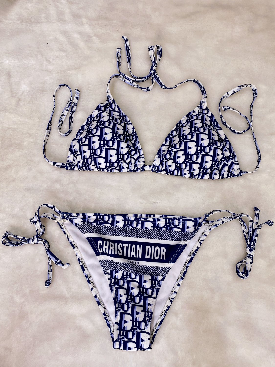 Christian Dior Logo Oblique Swimsuit Bikini Swimwear Set