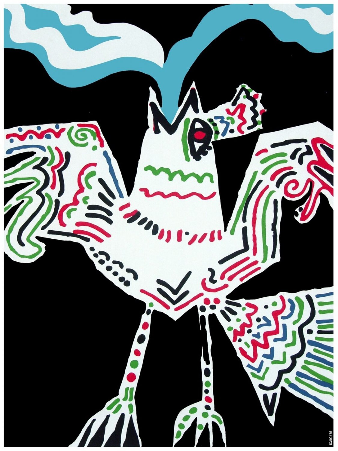 1902.Paper rooster spitting blue & white colors quality Poster ...