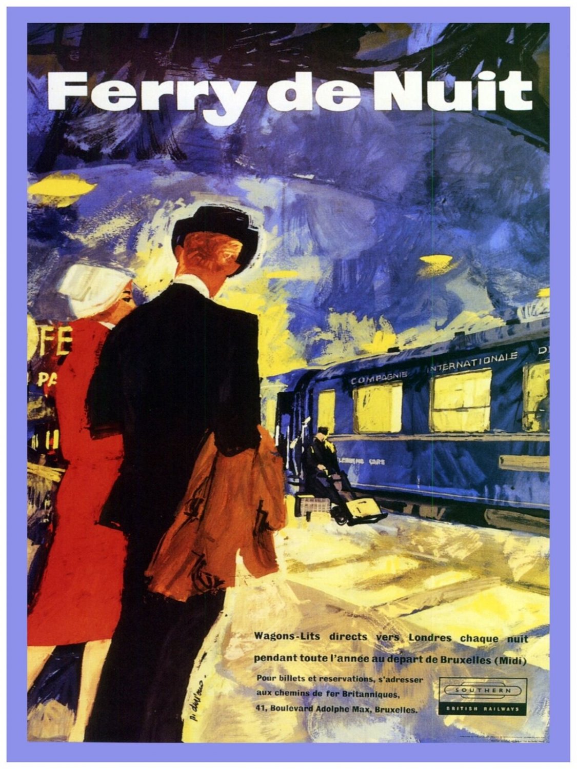 4017 "Ferry de nuit" overnight ferry Poster. Transportation Art Decorative.
