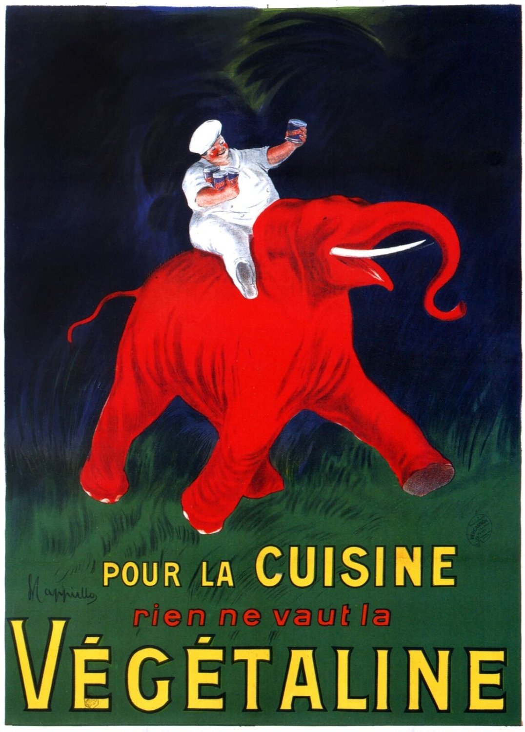 2568.Chef riding the Red Elephant Poster.Home interior design art ...
