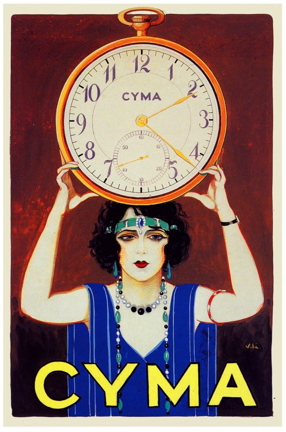 Poster decor.Room Interior Deco art design.Cyma watch clock.7581