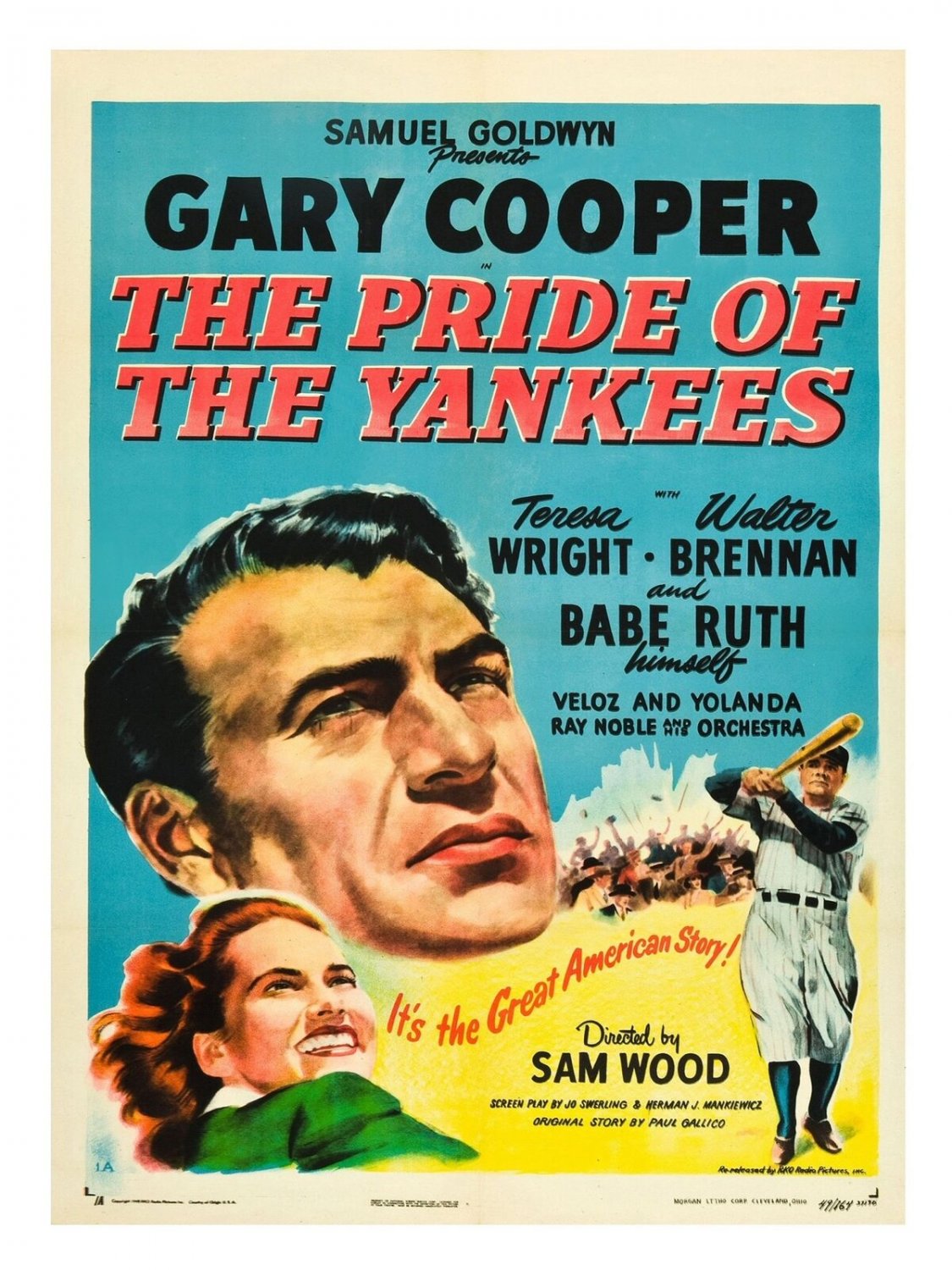 5997 The pride of the Yankees movie Poster.Interior design.Wall Decoration Art