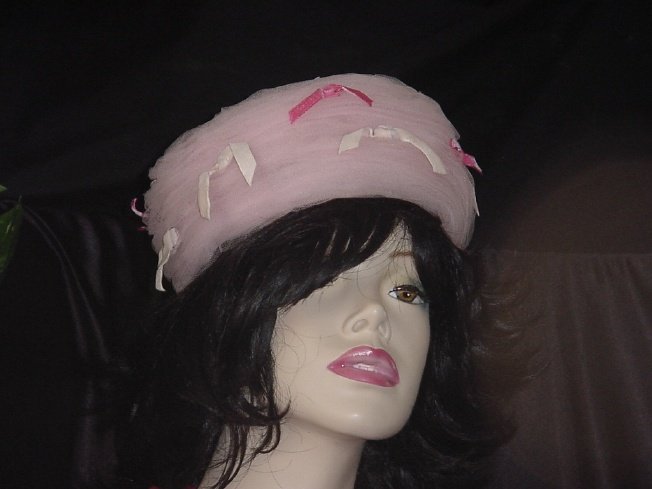 Stix Baer Fuller Tulle Vintage Pink womens vintage hat Frothy net ...