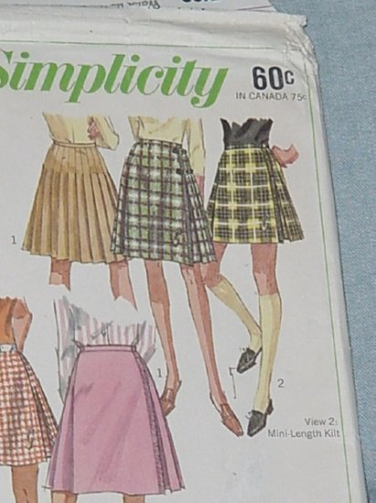 Vintage Simplicity Pattern 7130 Kilt Skirt Pattern Waist 28 Hips 38 No. 30