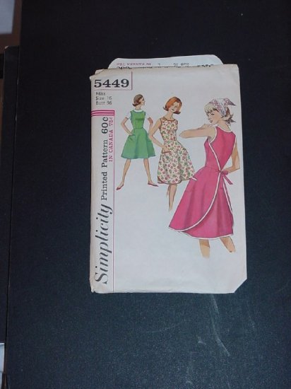 Simplicity One Piece Wrap Around Dress Sewing Pattern 5449 Size 16 Bust ...