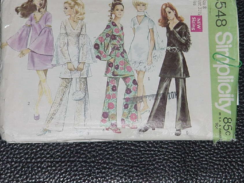 Simplicity 8548 Sewing Pattern Bell Bottom Pants and Instruction only ...