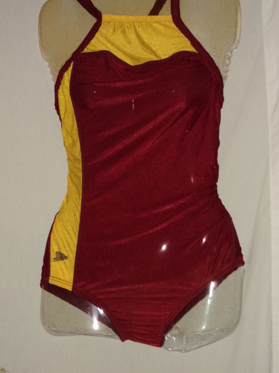 Womens Speedo Swimsuit 34 Burgundy Gold New Without Tag Racing Diving ...
