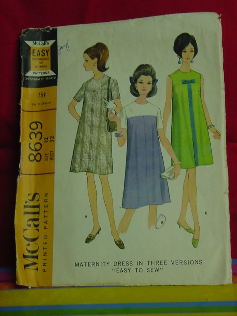 Maternity Dress Size 12 Pattern in three Versions 8639 Easy to Sew ...