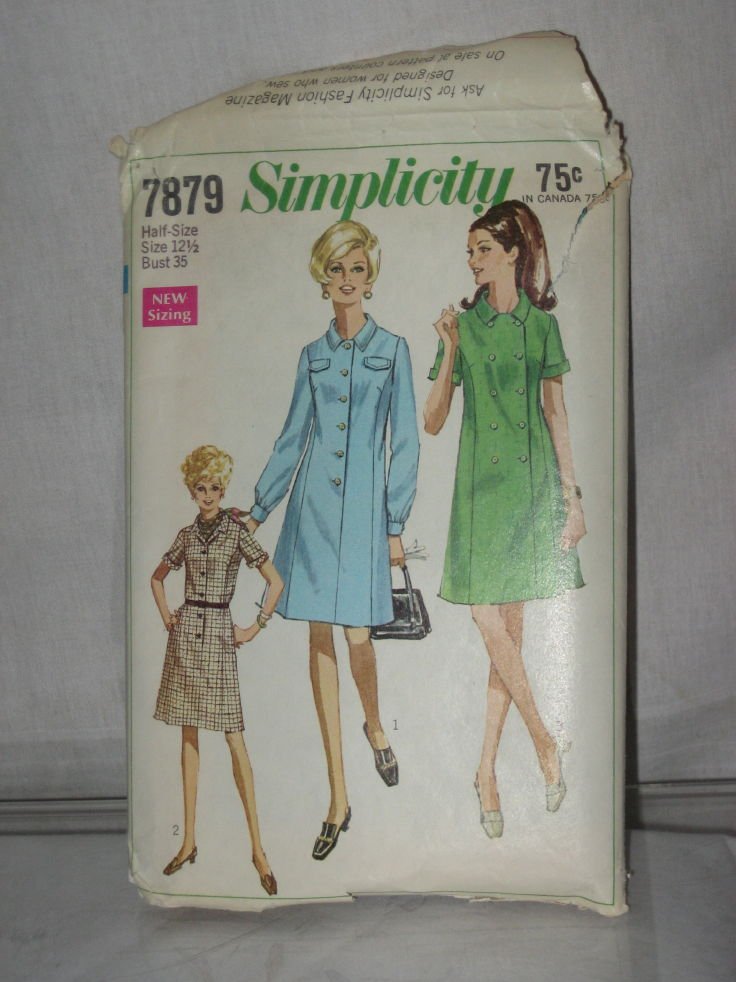 Vintage Simplicity Sewing Pattern 7879 Bust 35 Half size 12 1/2 no. 178