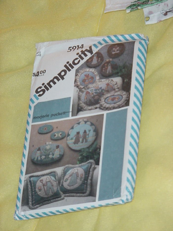 Simplicity 5914 Appliqued Pillows Hoop Wall Hangings No. 193