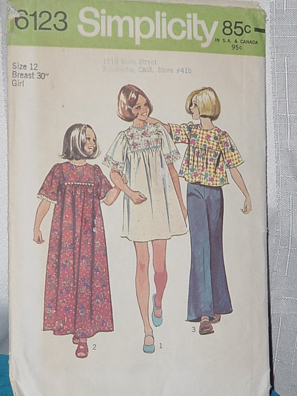 Vintage Simplicity 6123 Sewing Pattern Girls Dress in Two Lengths Top ...