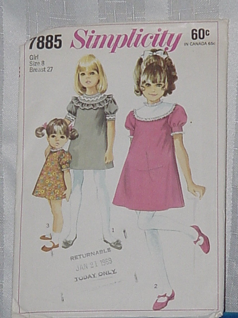 Simplicity 7885 Child's Girls' Dress Size 8 Chest 27 No. 220