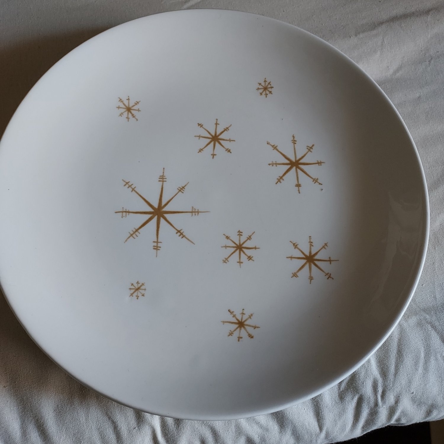 MCM STAR GLOW Atomic Starburst Royal China 10” Dinner Plate 3 plates
