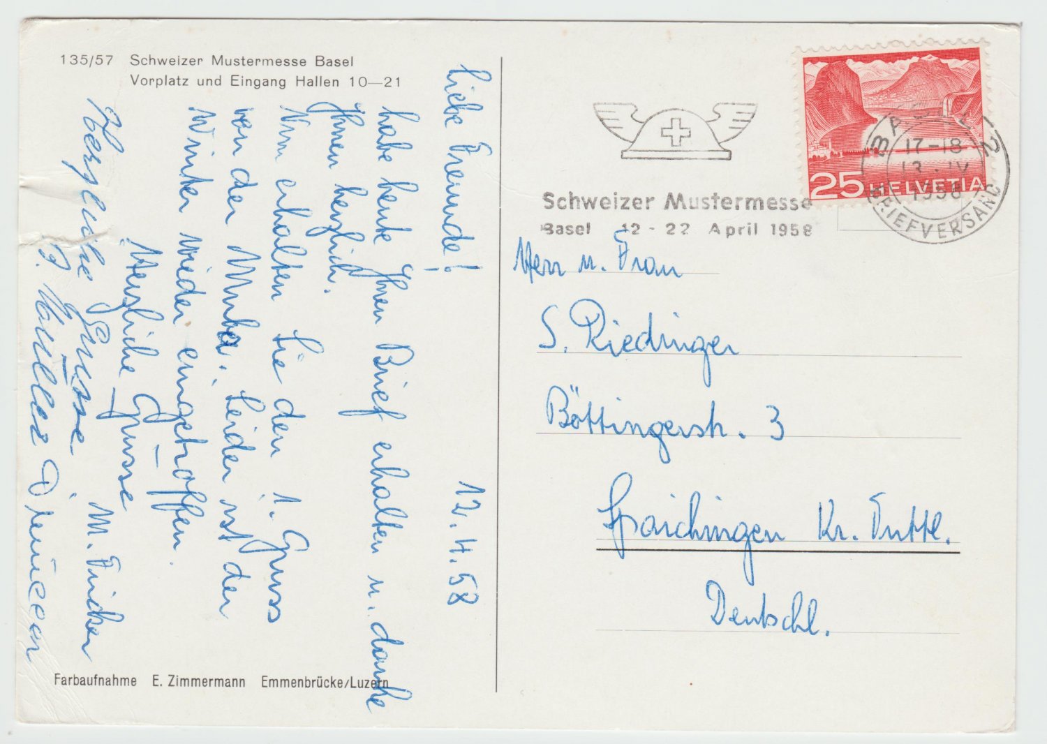 Schweizer Mustermesse Basel 1958 Postcard