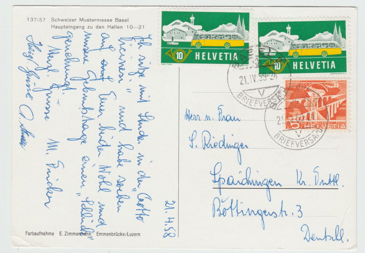 Schweizer Mustermesse Basel 1958 Postcard