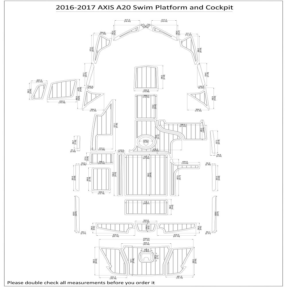 2016-2017 AXIS A20 Swim Platform&Cockpit Boat EVA Faux Foam Teak Deck ...