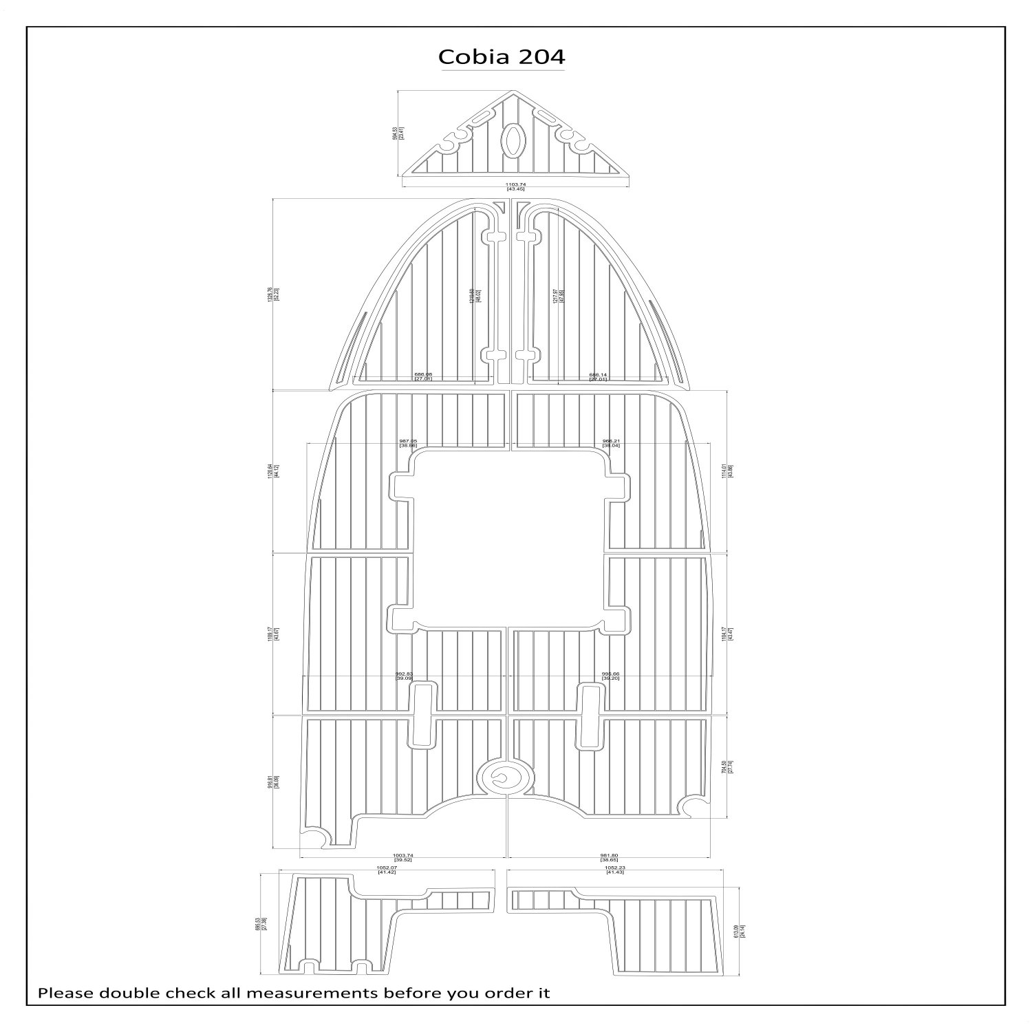 Cobia 204 Swim Platform Cockpit Boat EVA Faux Foam Teak Deck Floor Pad