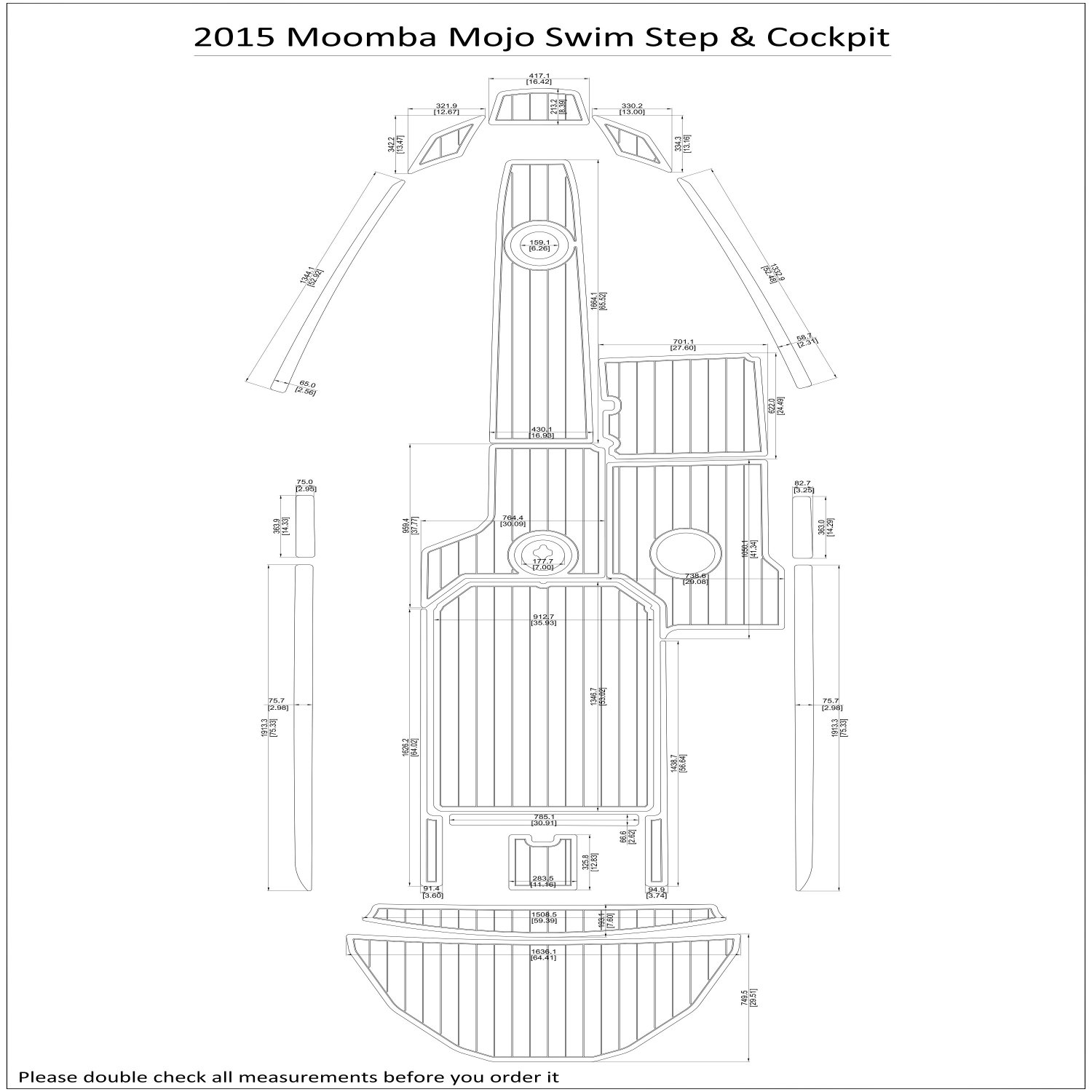 2015 Moomba Mojo Swim Step Cockpit Boat EVA Faux Foam Teak Deck Floor Pad