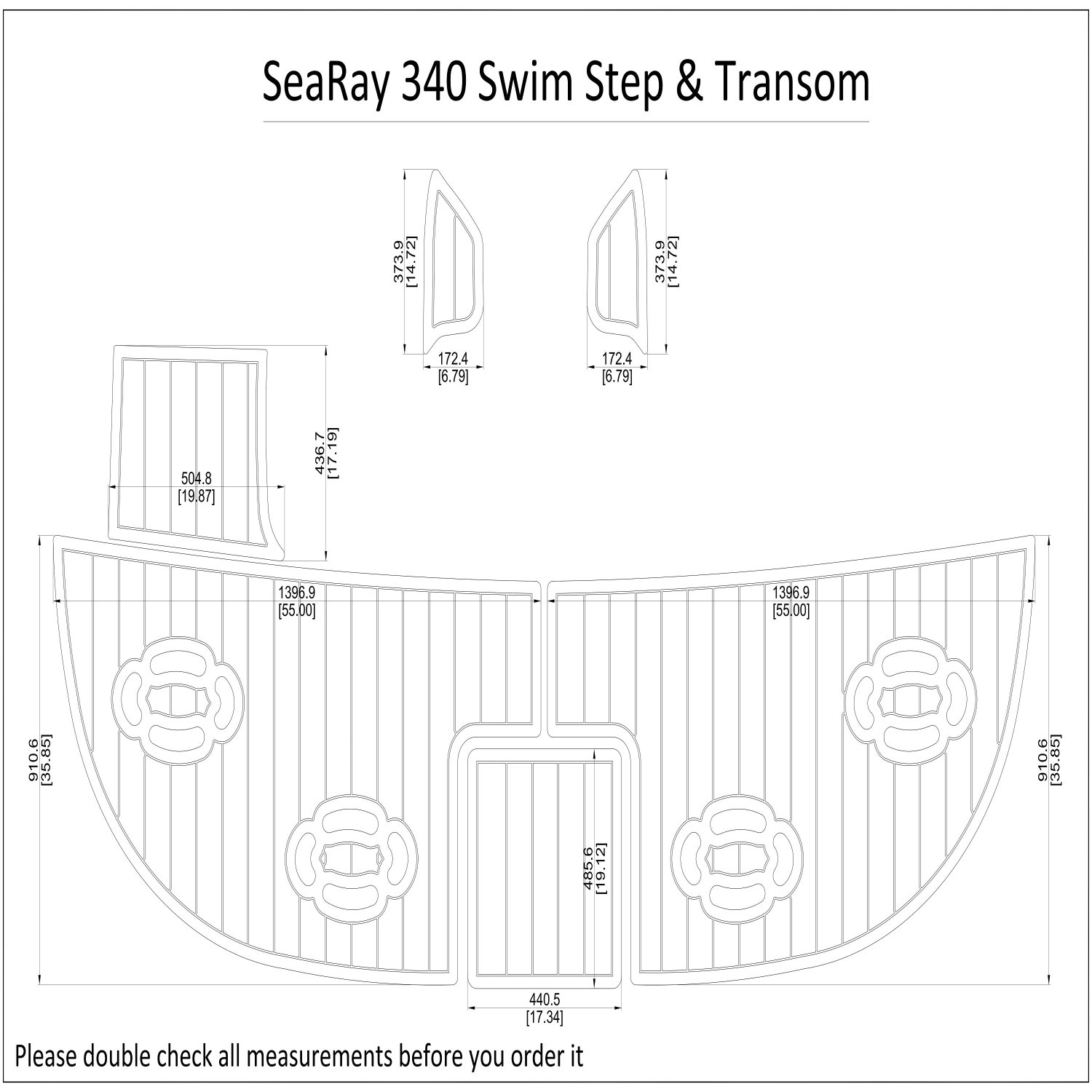 SeaRay 340 Swim Step PlatformTransom Boat EVA Faux Foam Teak Deck Floor Pad