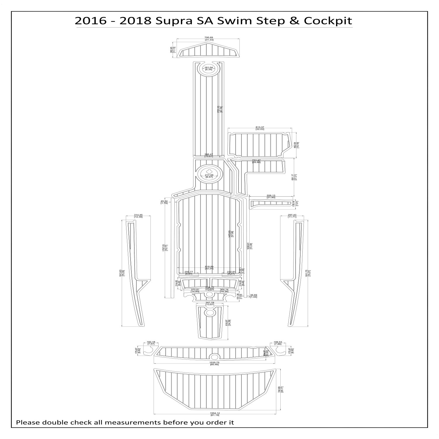 2016-2018 Supra SA Swim Step Cockpit Boat EVA Faux Foam Teak Deck Floor Pad
