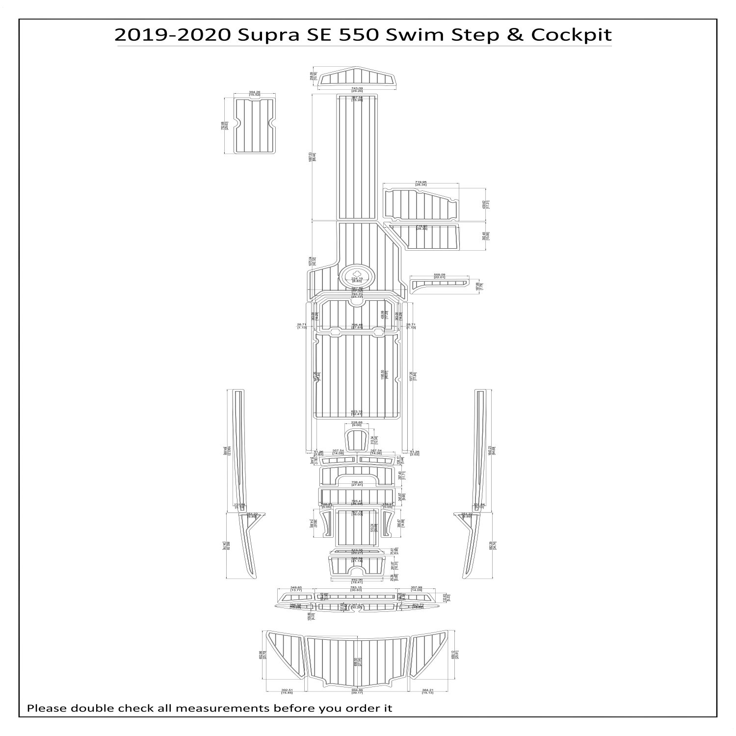 2019-2020 Supra SE 550 Swim Step Cockpit Boat EVA Faux Foam Teak Deck ...