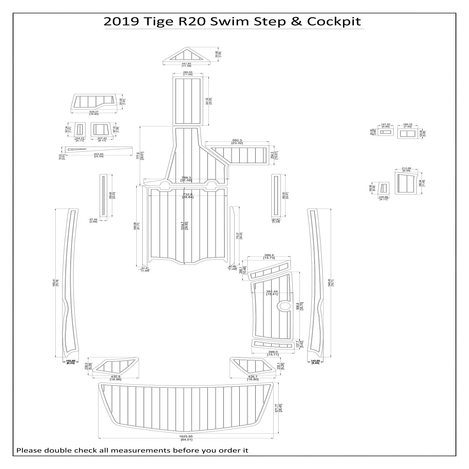 2019 Tige R20 Swim Step Cockpit Boat EVA Faux Foam Teak Deck Floor Pad