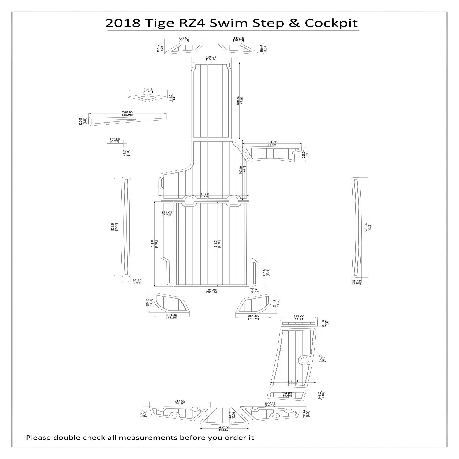 2018 Tige RZ4 Swim Step Cockpit Boat EVA Faux Foam Teak Deck Floor Pad