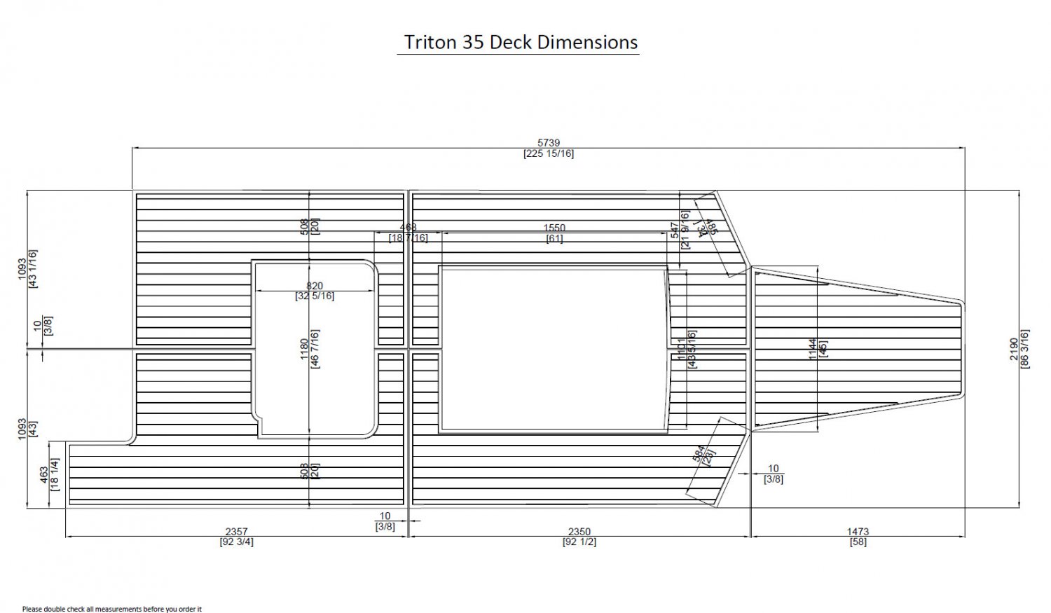 2015-2018 Triton 35 Cockpit Floor Boat EVA Faux Teak Deck Floor Pad