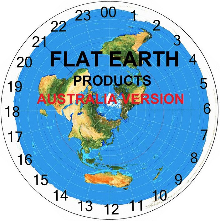 New Flat Earth 24 Hour Wall Clock 12″ in/30cm Azimuthal World Map Full ...