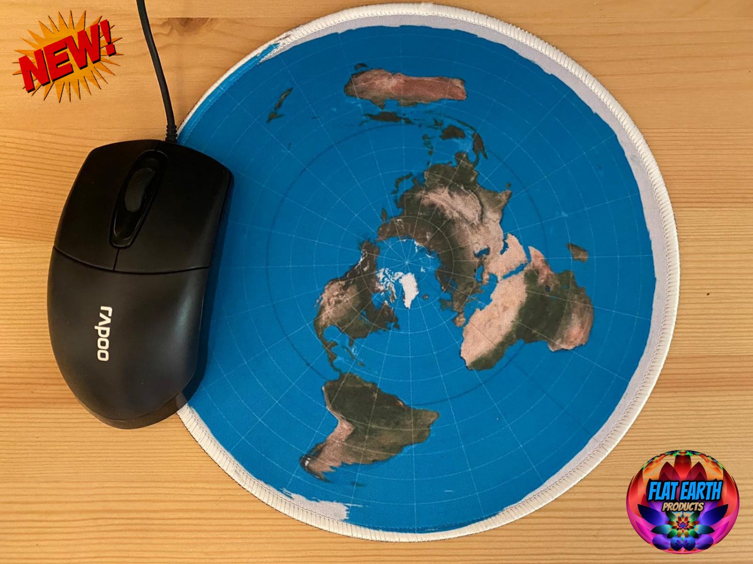 New Light Blue Flat Earth Map of the World Mousepad PC Table Mat Mouse ...