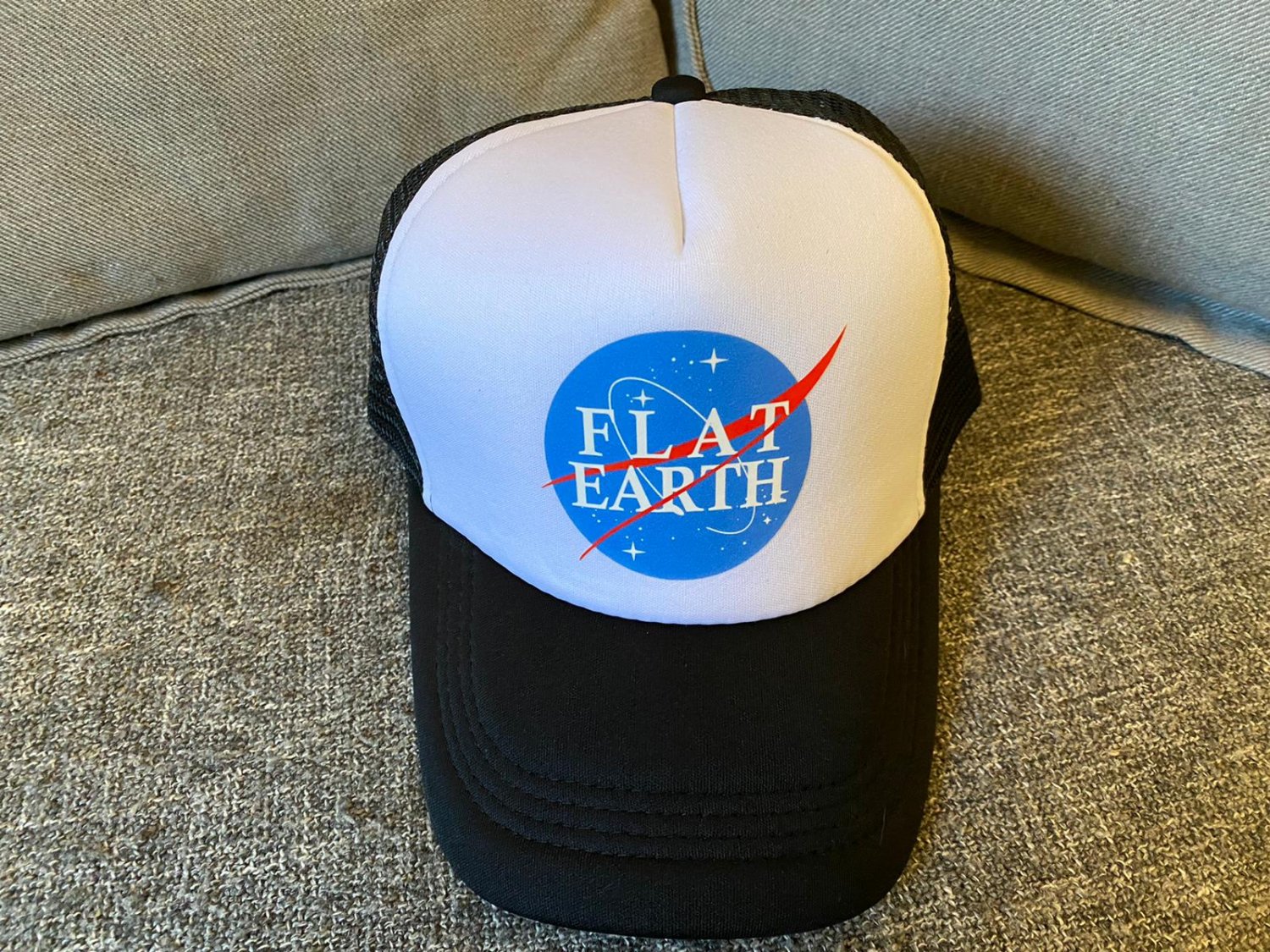 NASA Flat Earth Blue Logo White Black Cap Dad Hat Fashion Space Summer ...