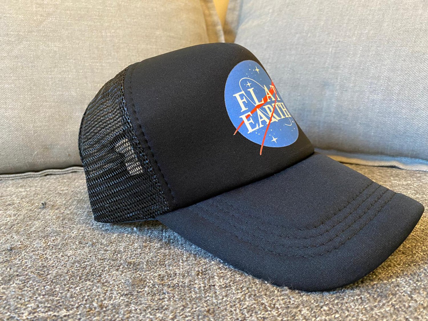 NASA Flat Earth Blue Logo Black Cap Dad Hat Fashion Space Summer ...