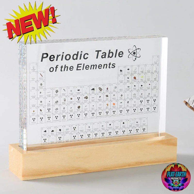 Wood Base Periodic Table with Real Elements Display Acrylic Flat Earth ...