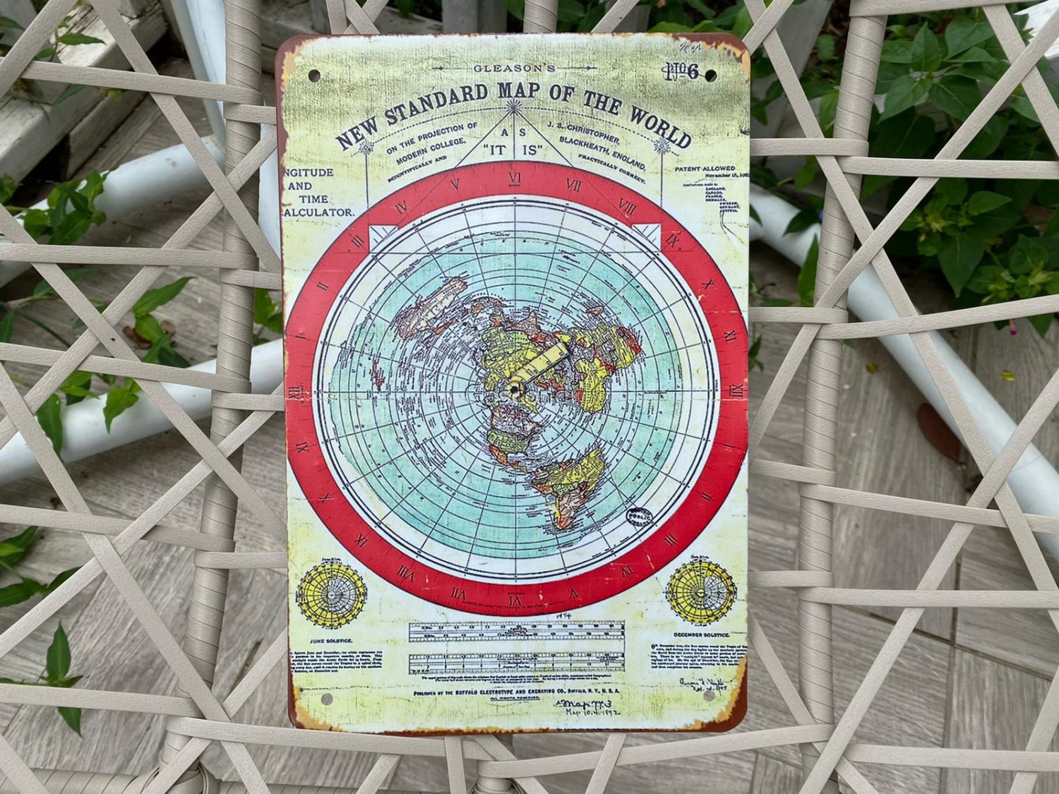 Gleason 1892 Flat Earth Map Metal Signs Wall Mural pub Garage ...