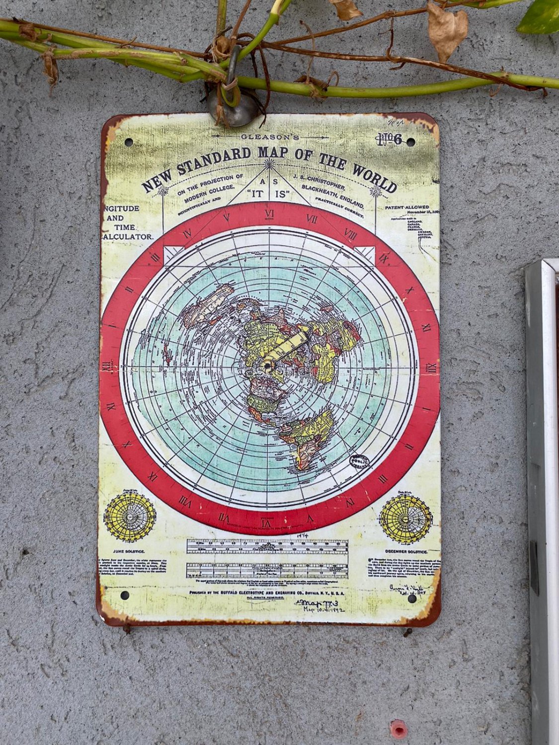 Gleason 1892 Flat Earth Map Metal Signs Wall Mural pub Garage ...