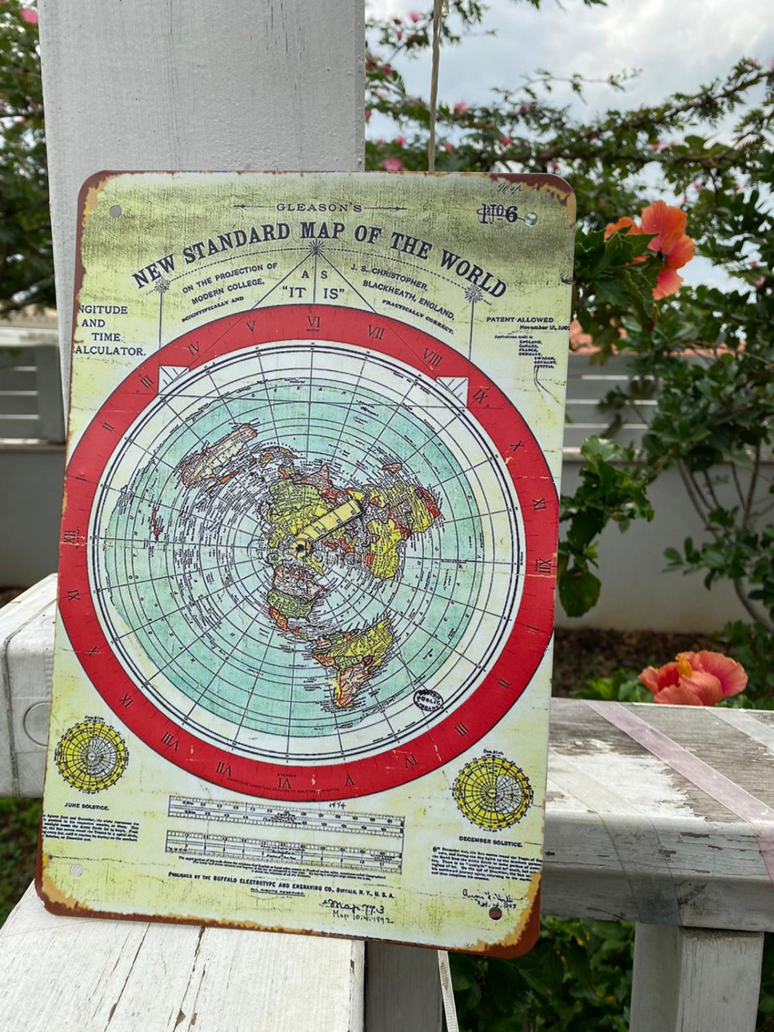 Gleason 1892 Flat Earth Map Metal Signs Wall Mural pub Garage ...