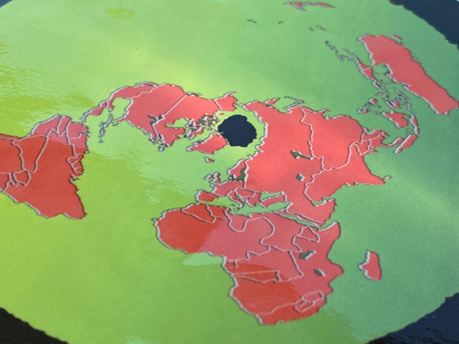 Color FLAT EARTH 2023 Azimuthal Equidistant 13CM Large Sticker Map ...