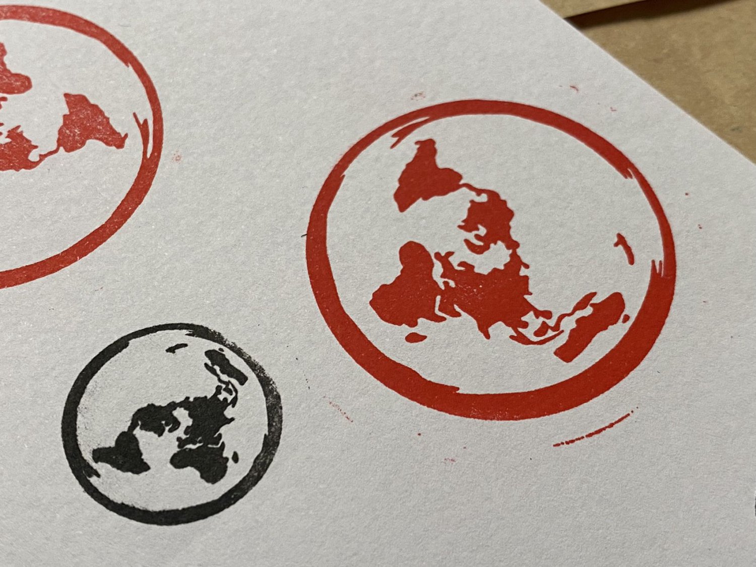Flat Earth Large inking Stamp Azimuthal Equidistant Map 42mm Round FE ...