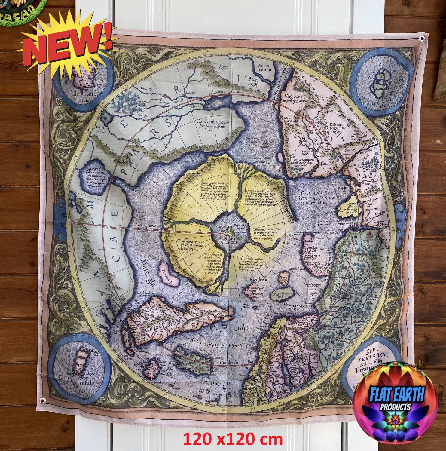 Flat Earth Hyperborea Map High-quality World Flag 120X120cm Large 1570 ...